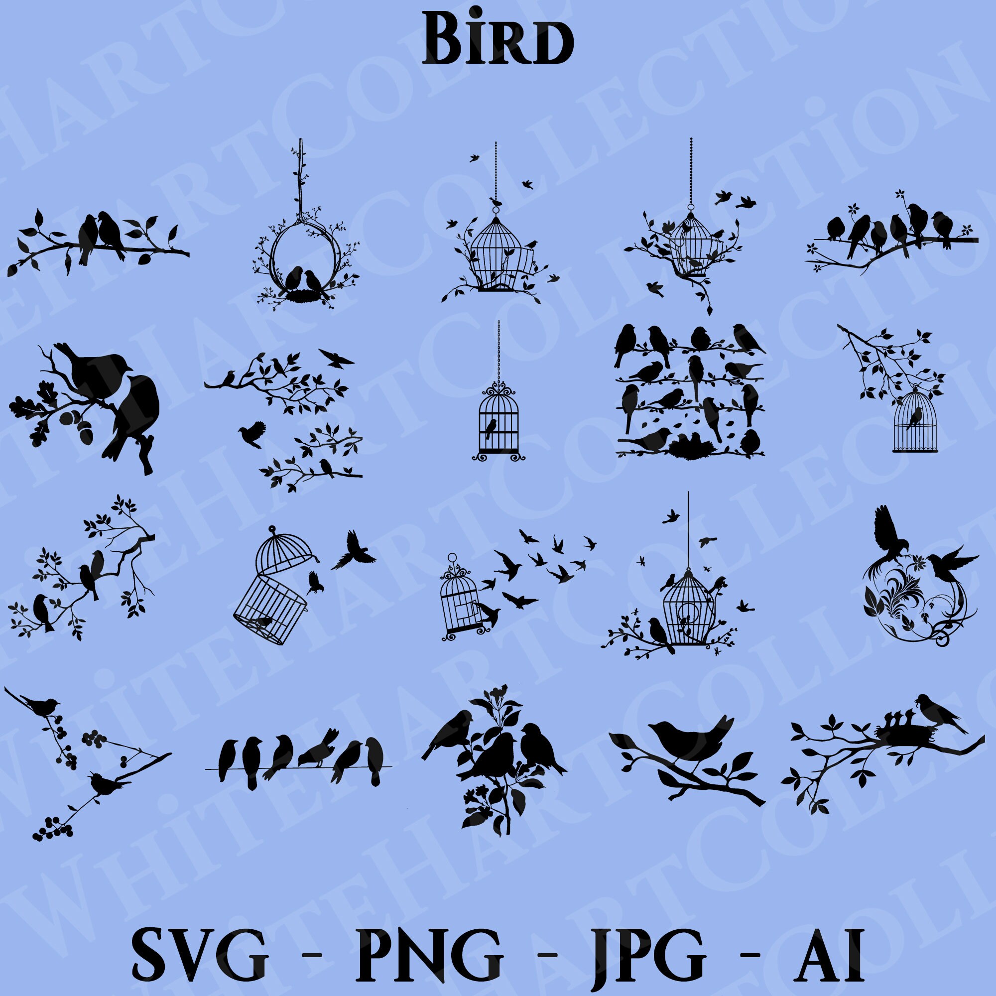 20 Bird Svg, Png, Jpg, Ai, Commercial Use, Spring Animal Svg, Animal ...