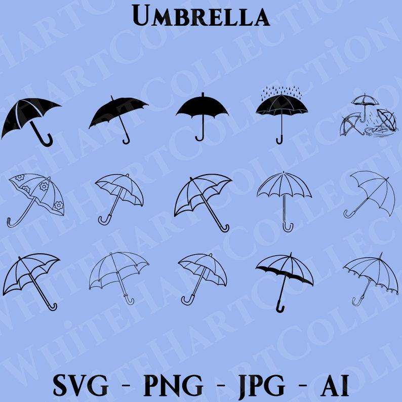 15 Umbrella Svg, Png, Jpg, Ai, Commercial Use, Rainning Svg, Umbrella ...