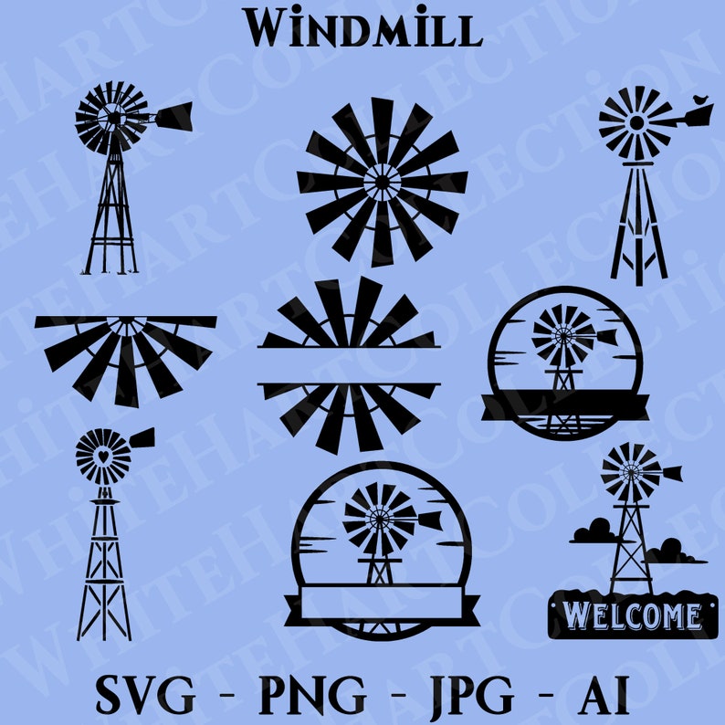 9 Windmill Svg Bundle, Png, Jpg, Ai, Commercial Use, Farm Life ...