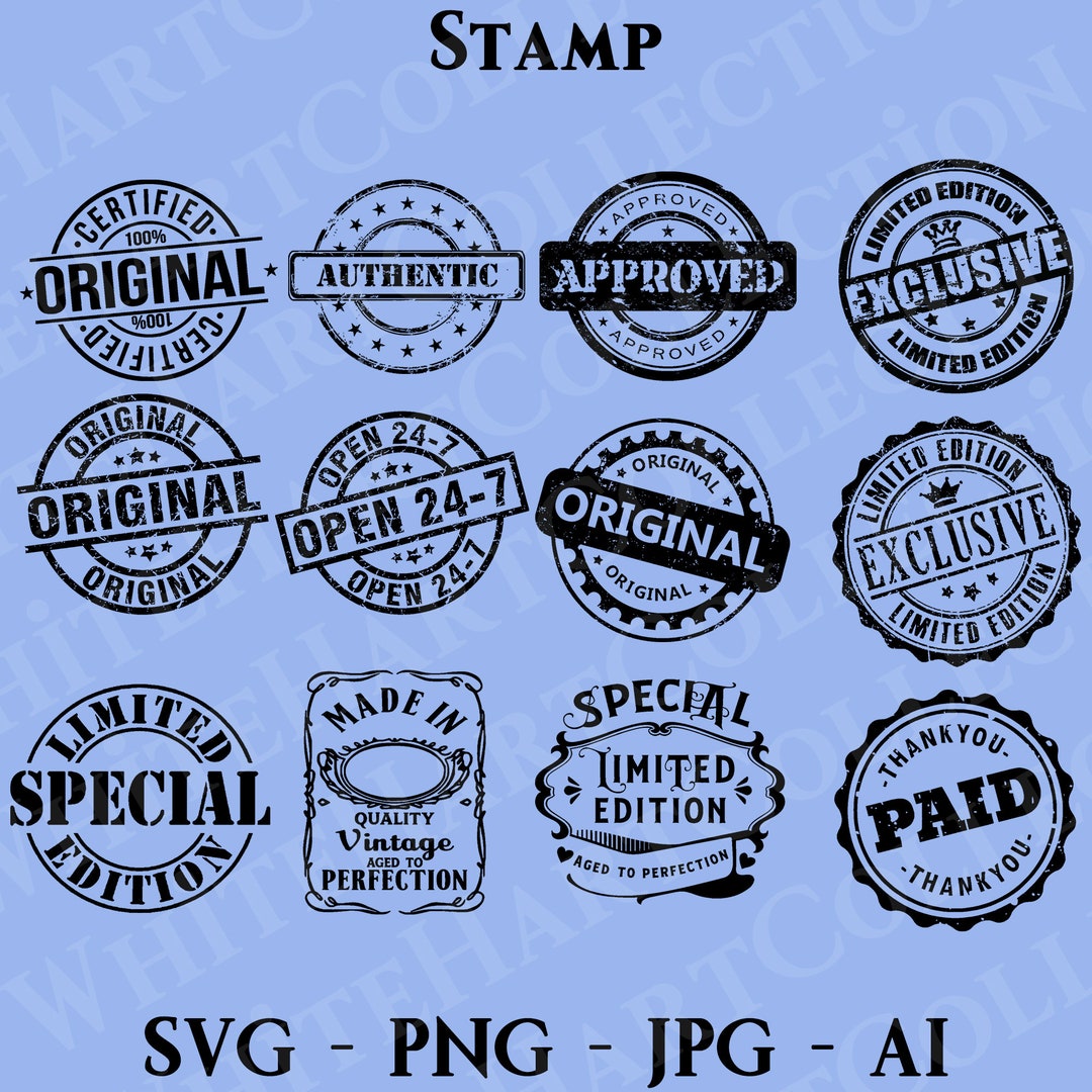 12 Stamp Svg, Png, Jpg, Ai, Commercial Use, Original Stamp Svg ...