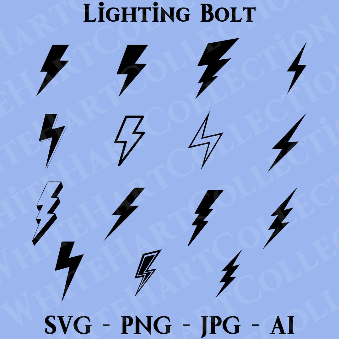 15 Lighting Bolt Svg Bundle, Png, Jpg, Ai, Commercial Use, Lighting ...