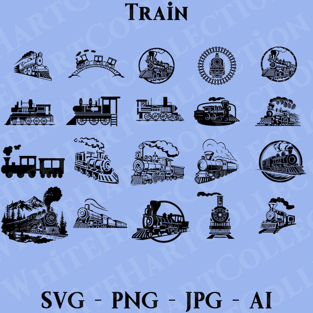 20 Train Svg, Png, Jpg, Ai, Commercial Use, Train Silhouette, Old Train ...