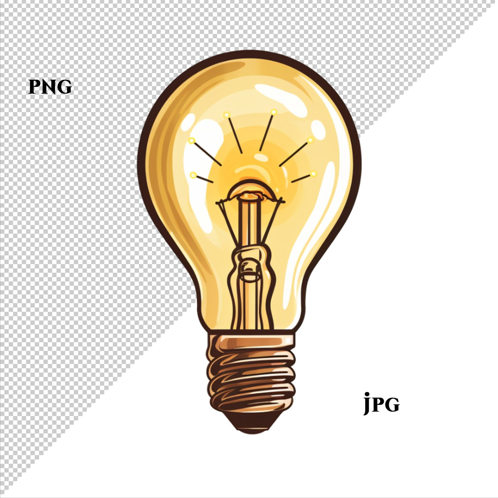 4K 12 Light Bulb Clipart, PNG, JPG, Cartoon Bulb Clipart, Light Bulb ...