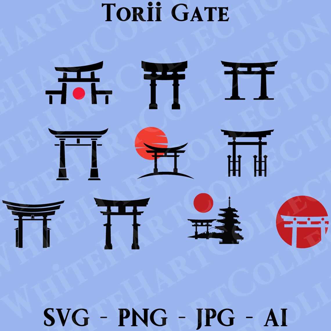 10 Torii Gate Svg, Png, Jpg, Ai, Commercial Use, Japan Svg, Torii ...