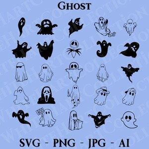 25 Ghost Svg, Png, Jpg, Ai, Commercial Use, Ghost Clipart, Halloween ...