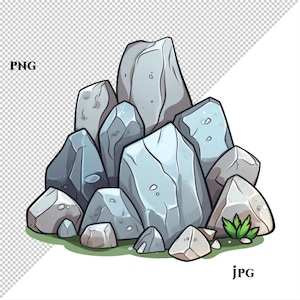 4K 12 Rock Clipart, PNG, JPG, Cartoon Rock Clipart, Stone Illustrations ...