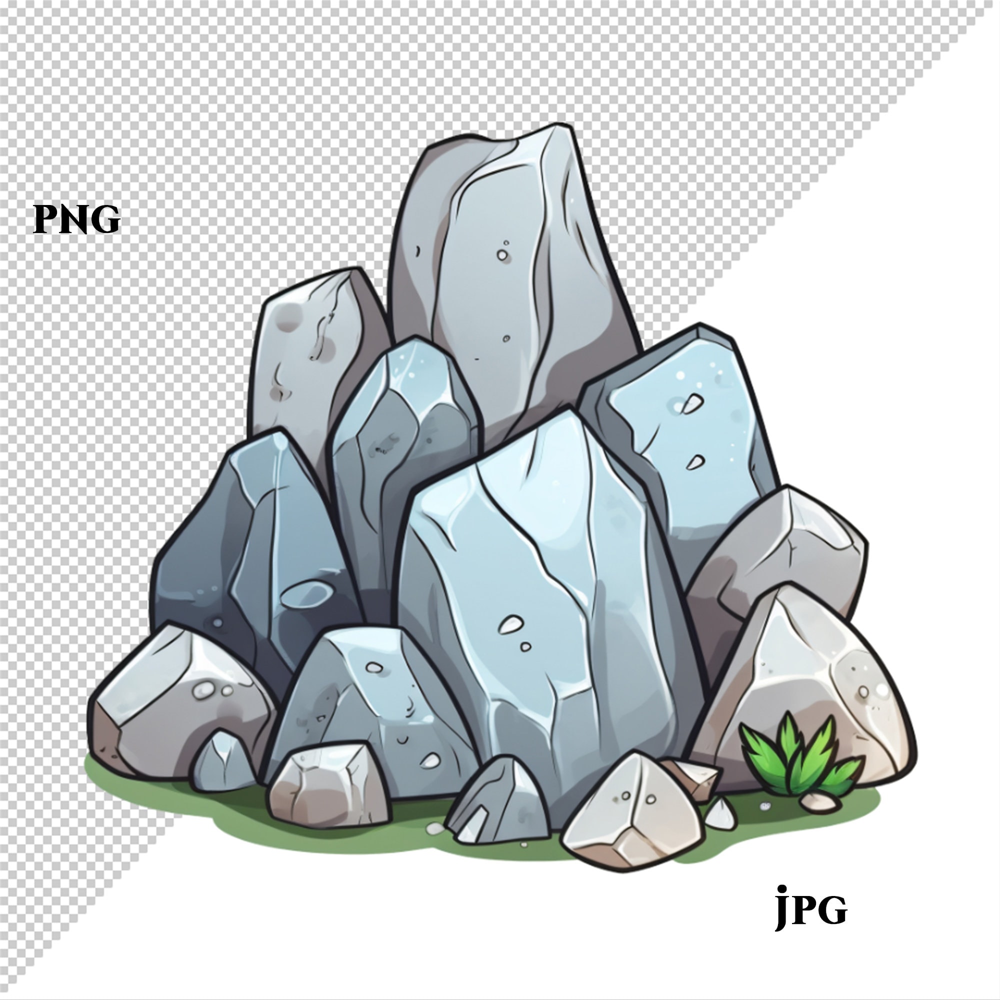 4K 12 Rock Clipart, PNG, JPG, Cartoon Rock Clipart, Stone Illustrations ...