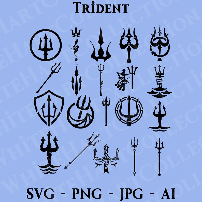 20 Trident Svg, Png, Jpg, Ai, Commercial Use, Poseidon Svg, Harpoon Svg ...