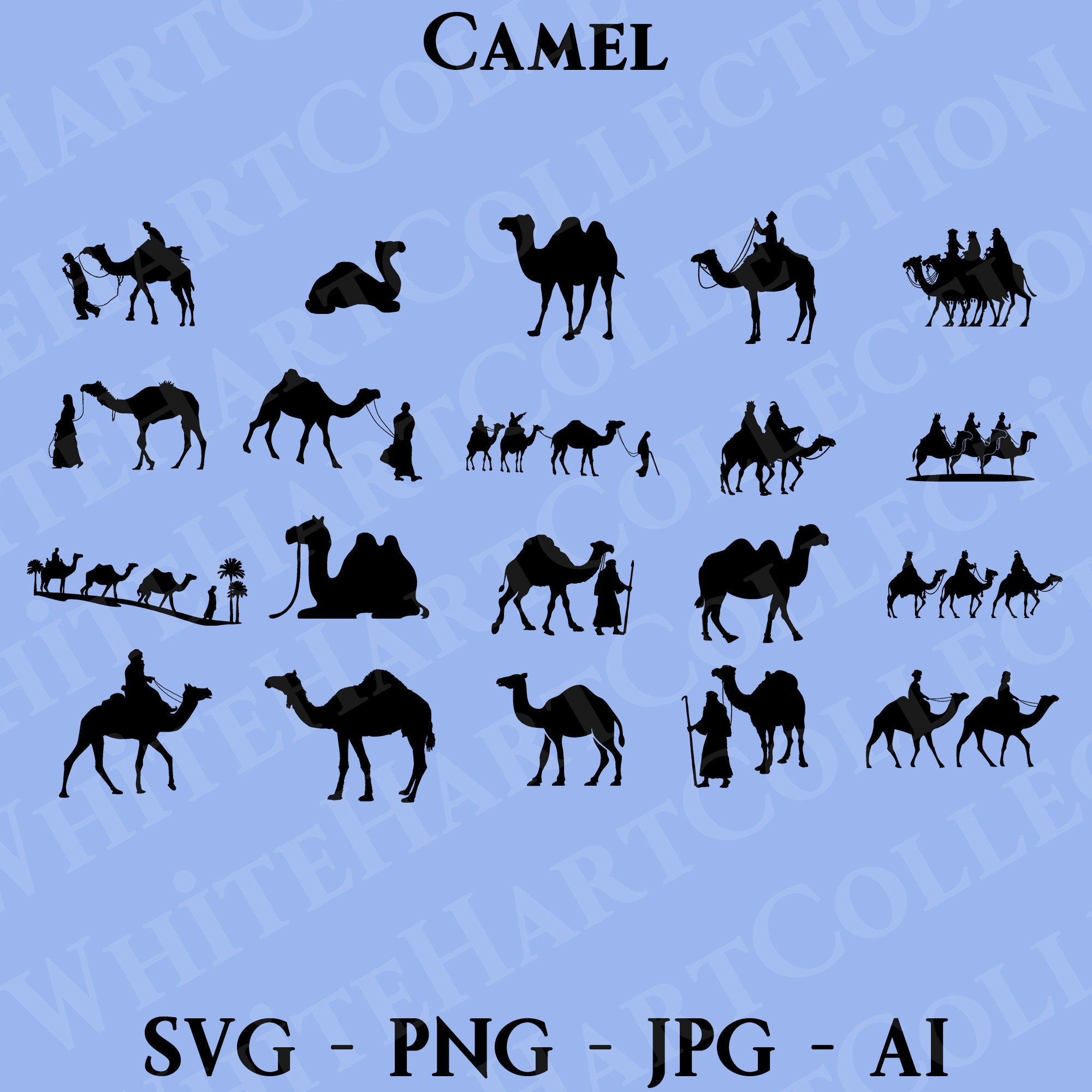 20 Camel Svg Bundle, Png, Jpg, Ai, Commercial Use, Camel Clipart ...