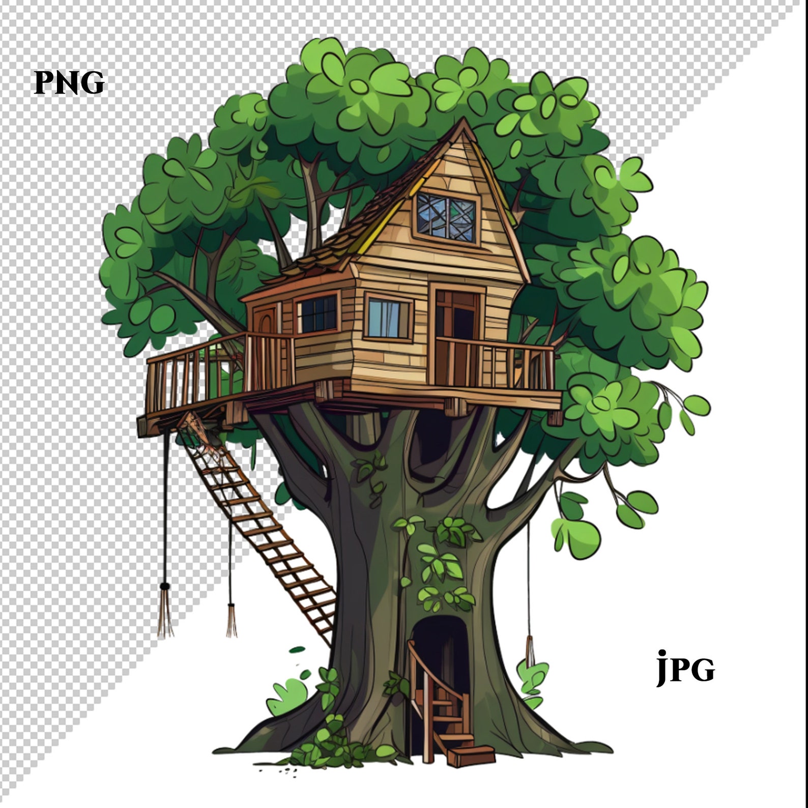 4K 12 Tree House Clipart, PNG, JPG, Cartoon Tree Clipart, Tree ...