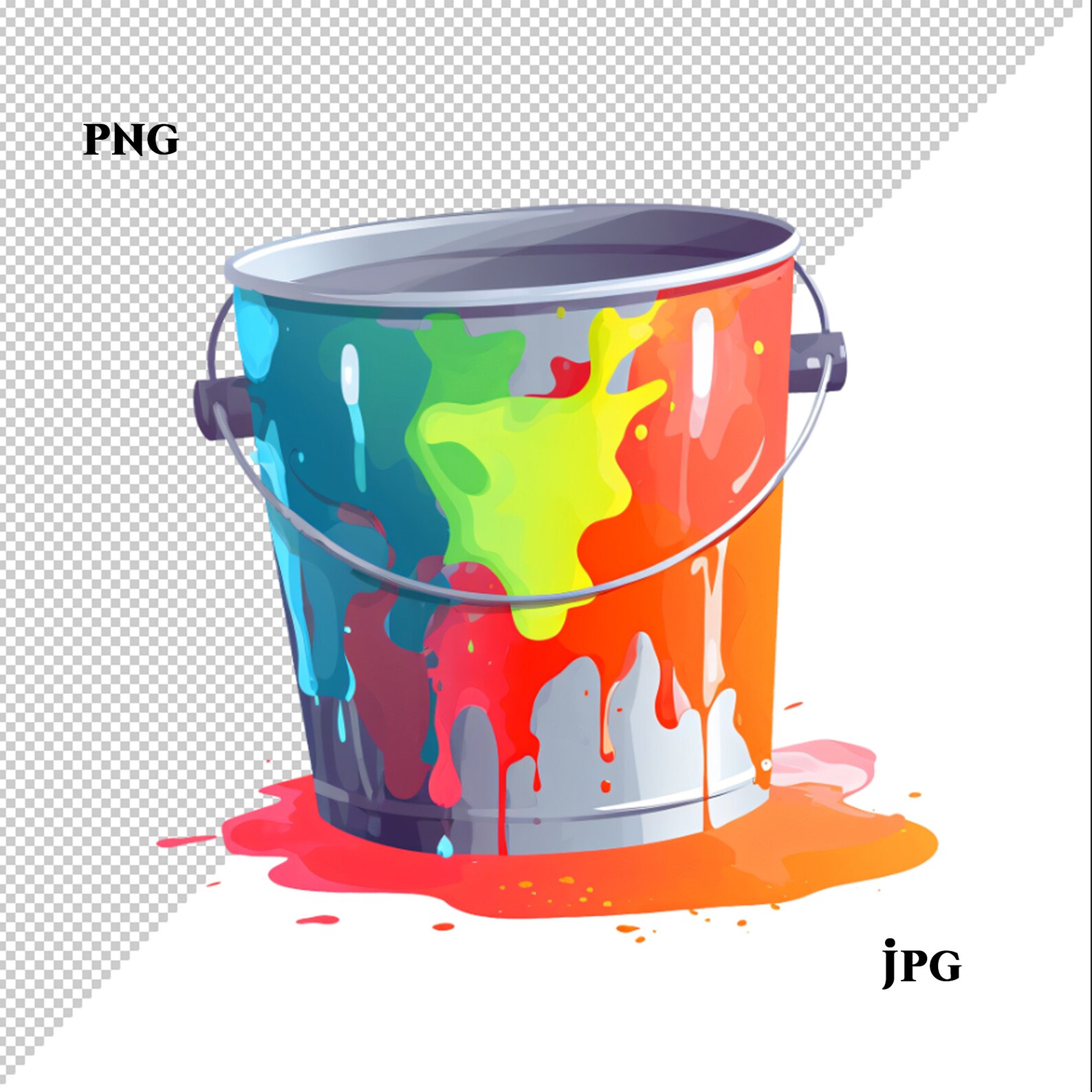 4K 12 Paint, PNG, JPG, Cartoon Bucket Clipart, Paint Illustrations ...