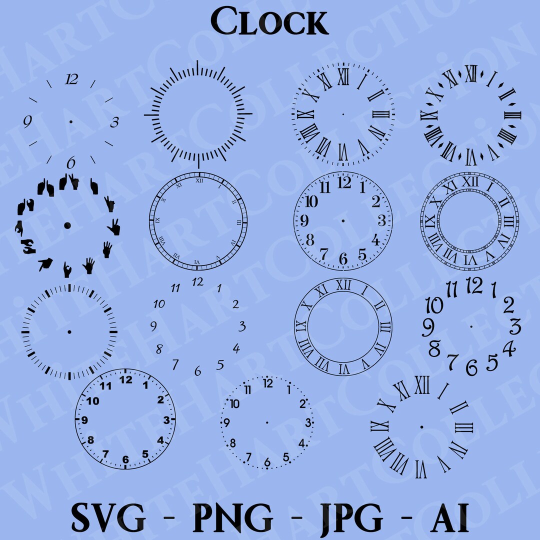 15 Clock Svg, Png, Jpg, Ai, Commercial Use, Clock Svg, Clock Silhouette ...