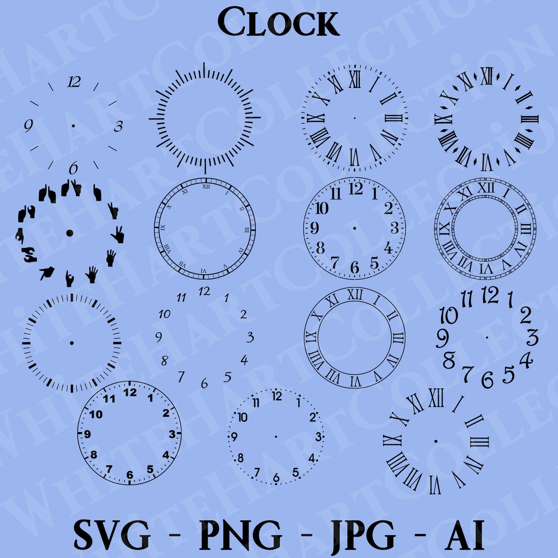 15 Clock Svg, Png, Jpg, Ai, Commercial Use, Clock Svg, Clock Silhouette ...