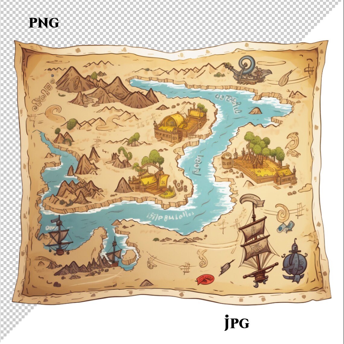 4K 12 Map, PNG, JPG, Cartoon Map Clipart, Map Illustrations, Pirate Map ...