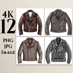 4K 12 Leather Jacket Clipart, PNG, JPG, Clipart, Jacket Illustrations ...