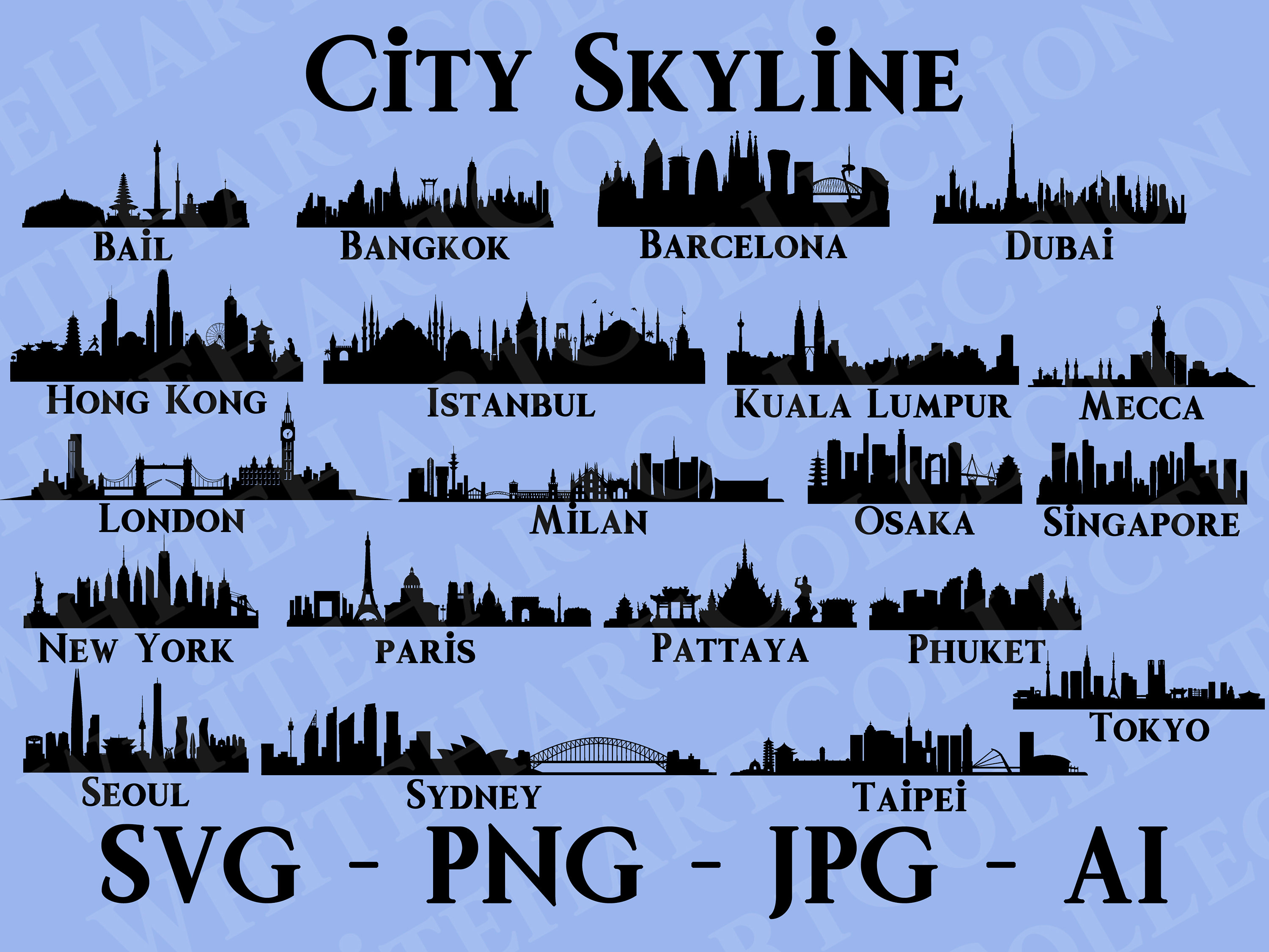 20 City Skyline Svg Commercial Use Svg Png Jpg Ai City - Etsy Israel
