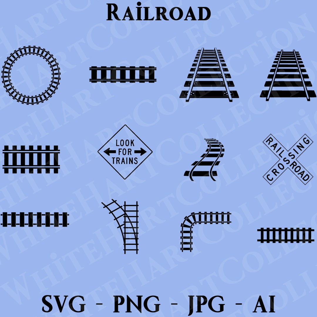 12 Railroad Svg, Png, Jpg, Ai, Commercial Use, Tracks Svg, Tracks ...