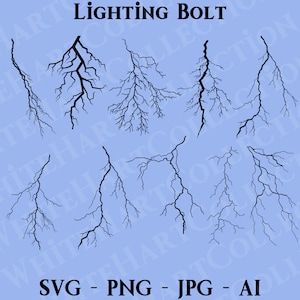10 Lighting Bolt Svg Bundle, Png, Jpg, Ai, Commercial Use, Lighting ...