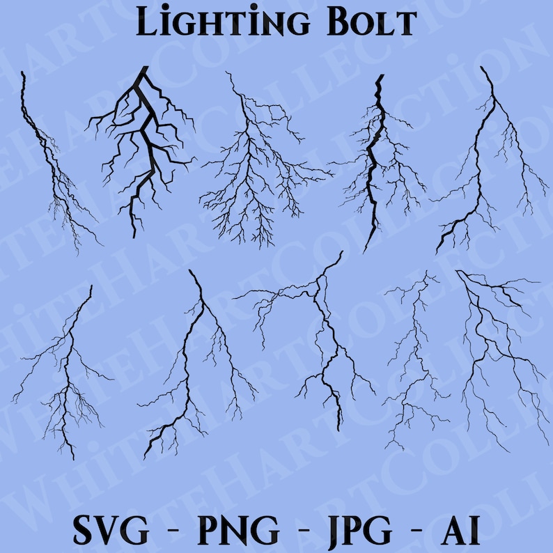 10 Lighting Bolt Svg Bundle, Png, Jpg, Ai, Commercial Use, Lighting ...