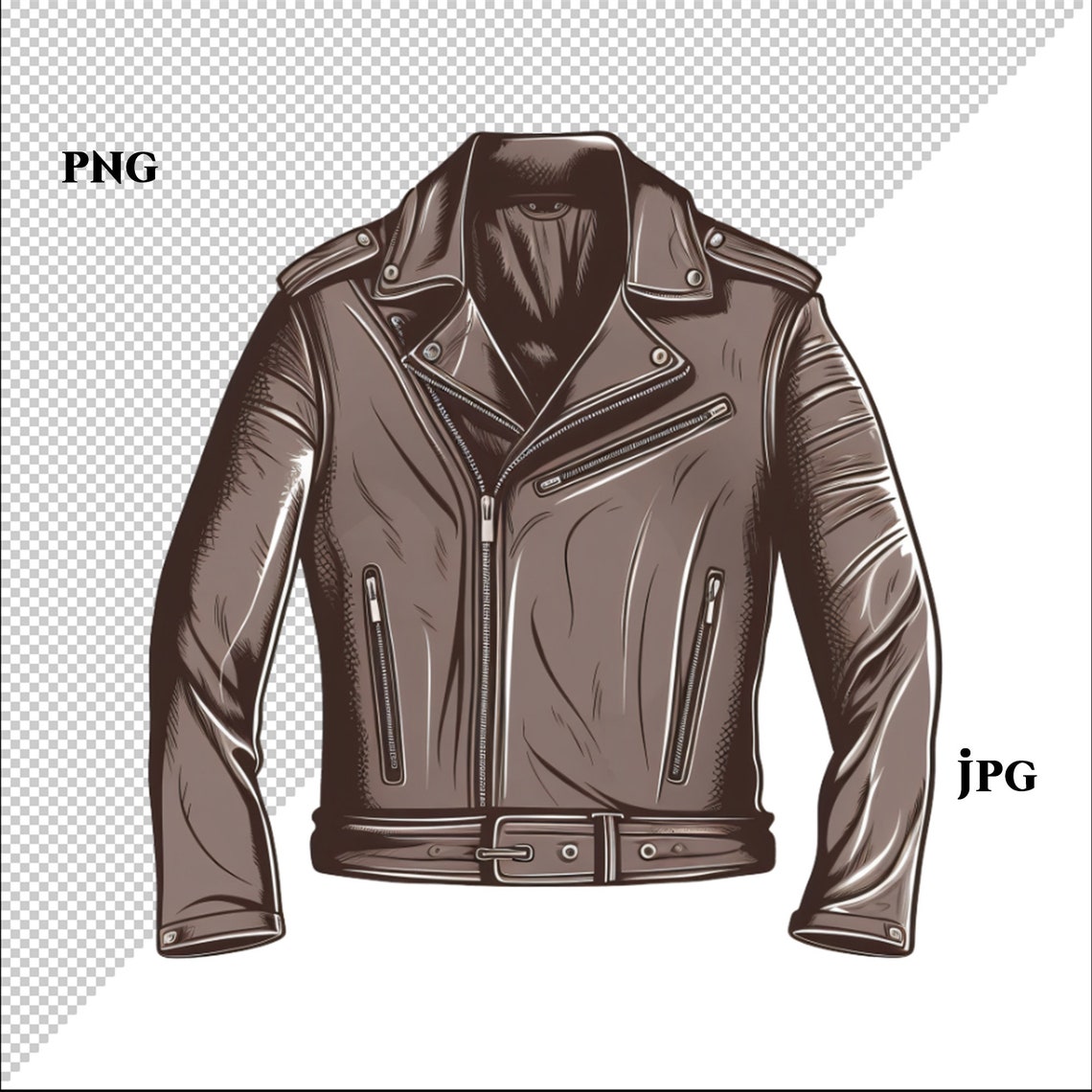 4K 12 Leather Jacket Clipart PNG JPG Clipart Jacket - Etsy