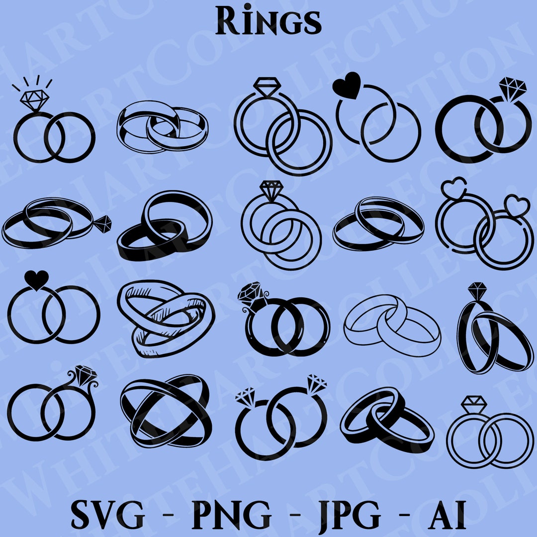20 Pair of Rings Svg, Png, Jpg, Ai, Commercial Use, Ring Svg Bundle ...
