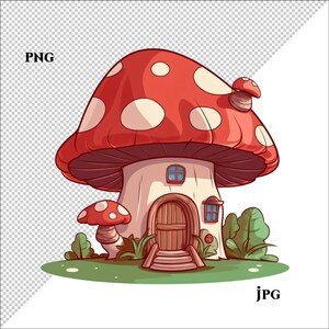 4K 12 Mushroom House Clipart, PNG, JPG, Cartoon Mushroom House Clipart ...
