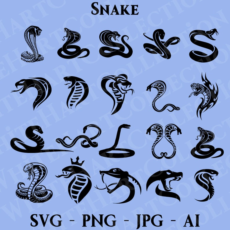 20 Snake Svg, Png, Jpg, Ai, Commercial Use, Snake Silhouette, Cobra ...