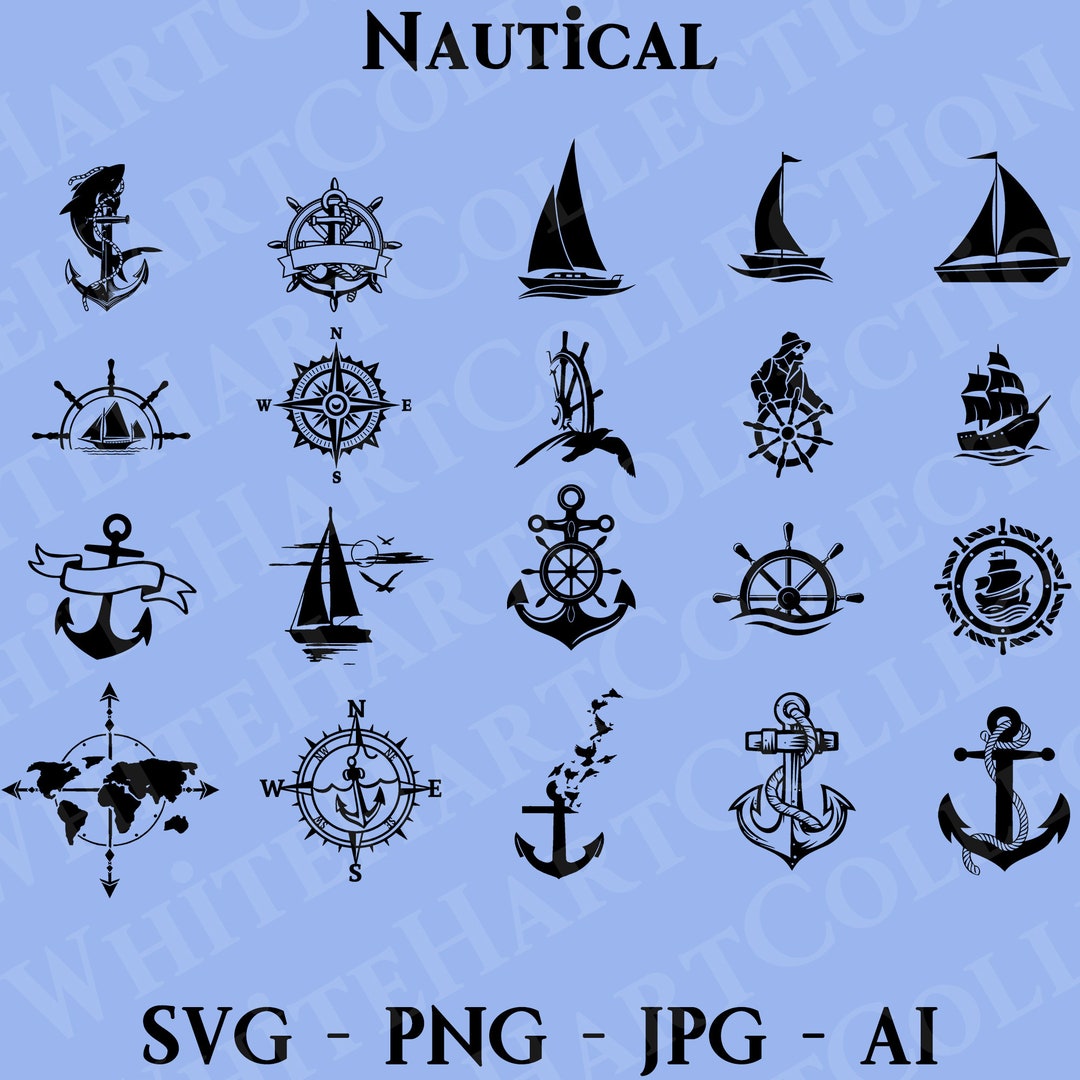 20 Nautical Svg Commercial Use Svg, Png, Jpg, Ai, Sea Svg, Clipart ...