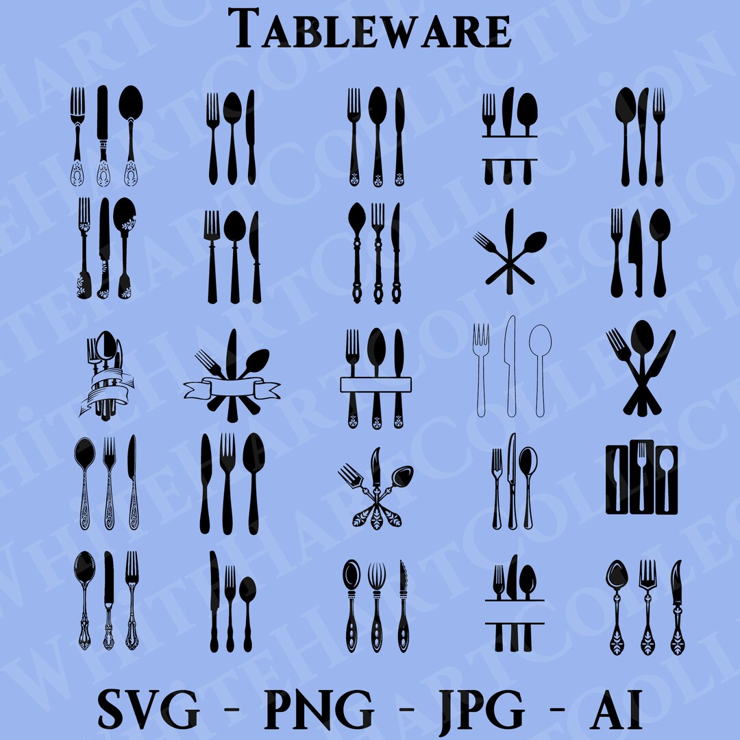 25 Kitchen Svg, Png, Jpg, Ai, Commercial Use, Fork Spoon Knife Svg ...