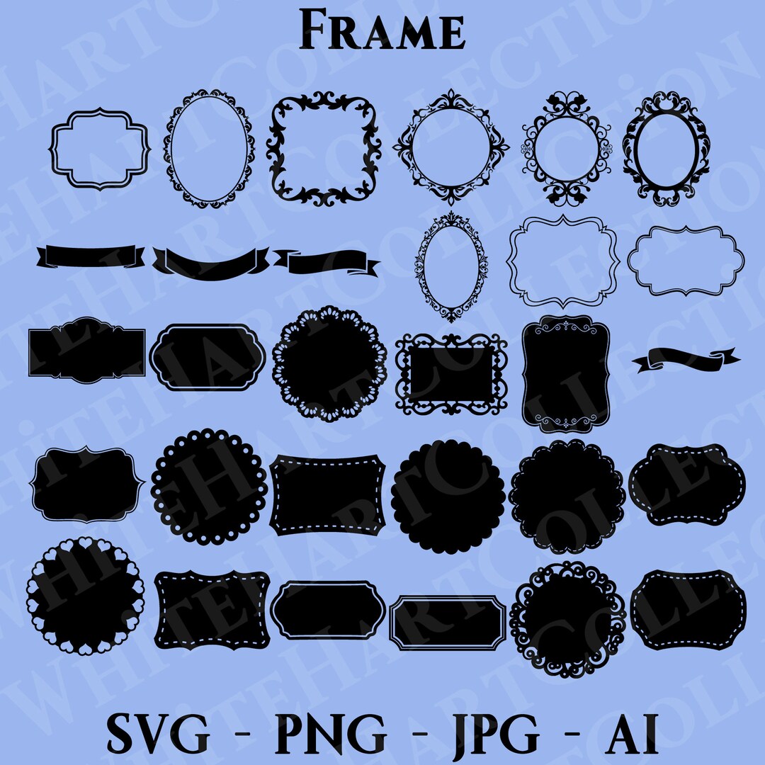 30 Frame Svg, Png, Jpg, Ai, Commercial Use, Name Frame Svg, Vintage ...