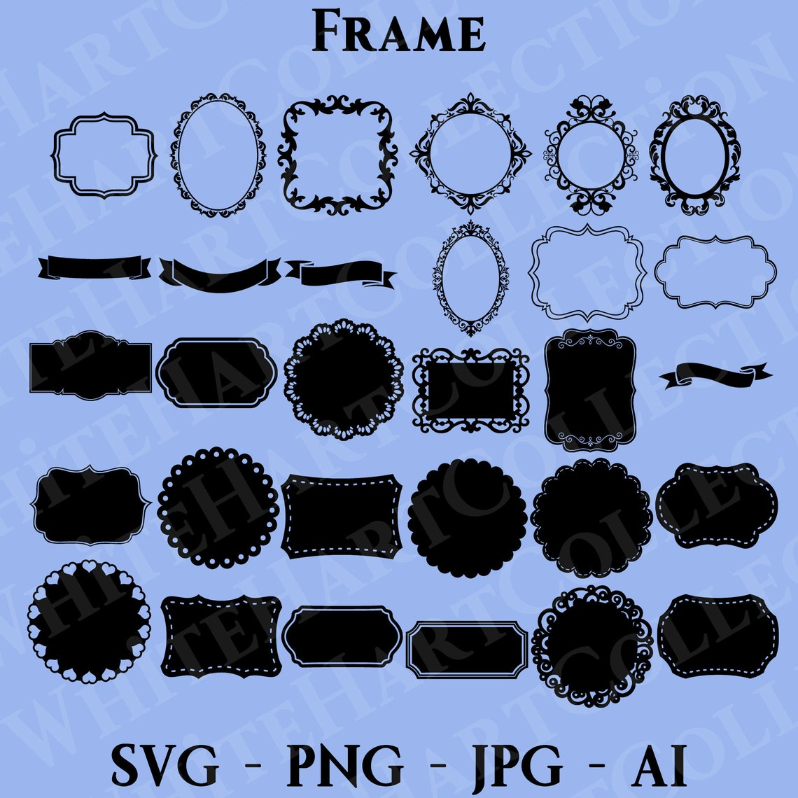 30 Frame Svg, Png, Jpg, Ai, Commercial Use, Name Frame Svg, Vintage ...