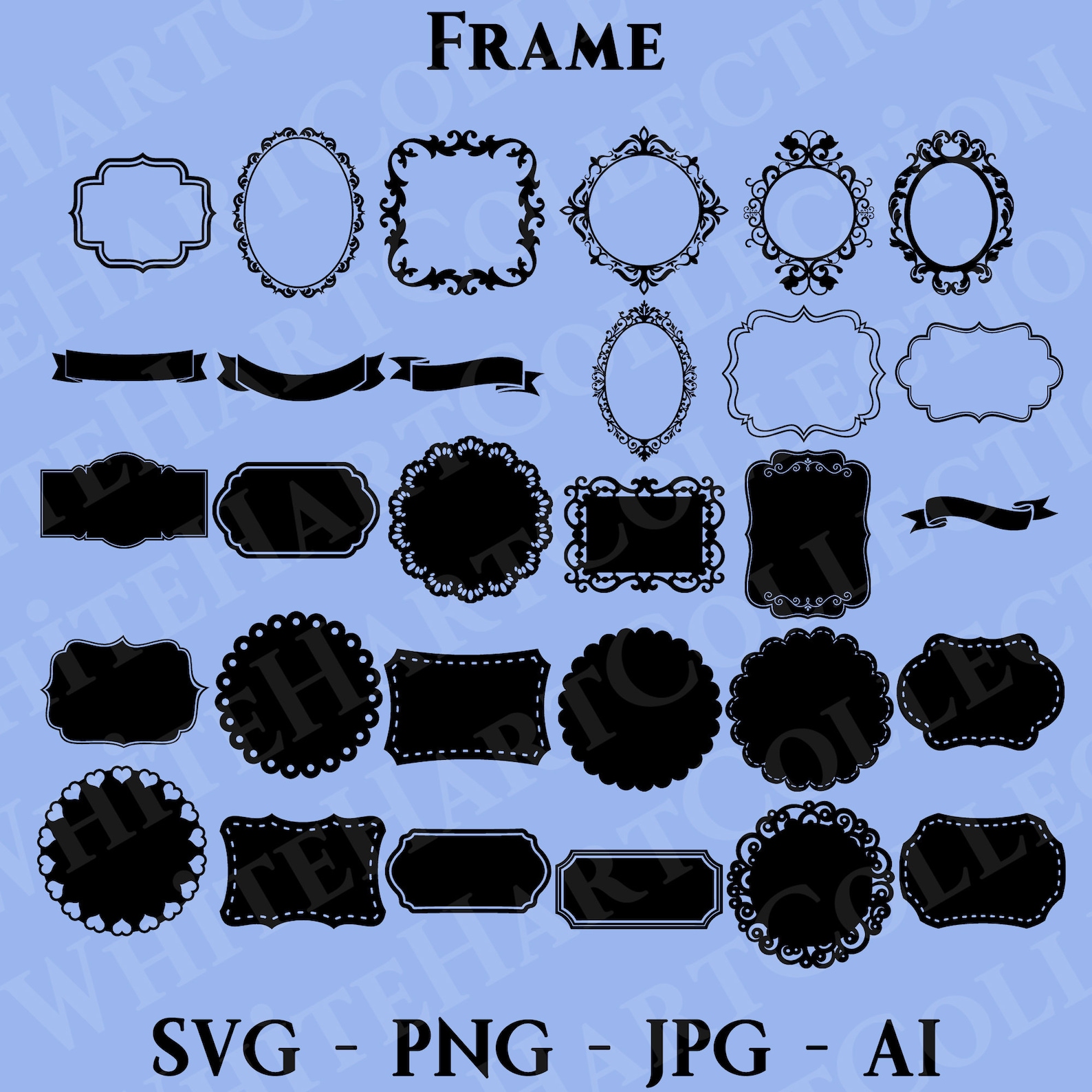 30 Frame Svg, Png, Jpg, Ai, Commercial Use, Name Frame Svg, Vintage ...