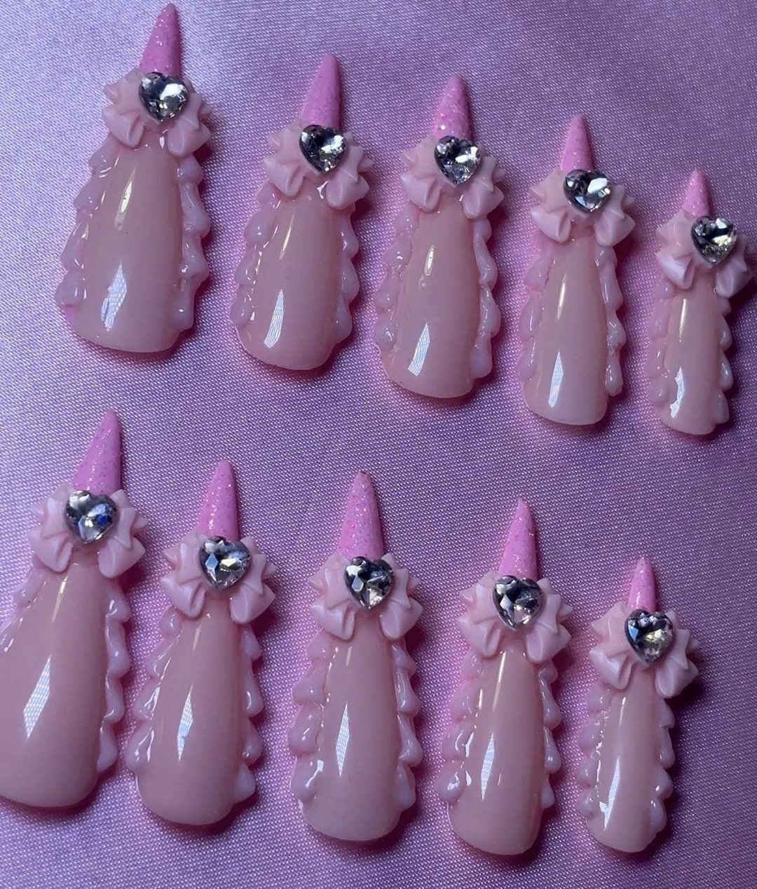 Pink Cake Inspired French Tip | Classic French Tip False Nails | Press ...