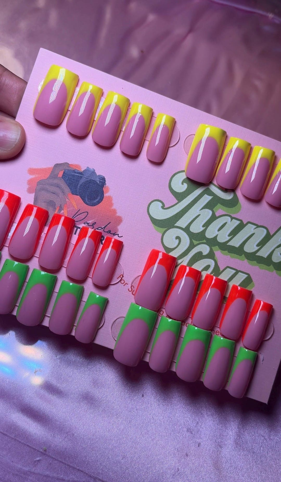 Neon French Tip 3 Sets | Summer Time Press Ons | Press on Nails | Apres ...