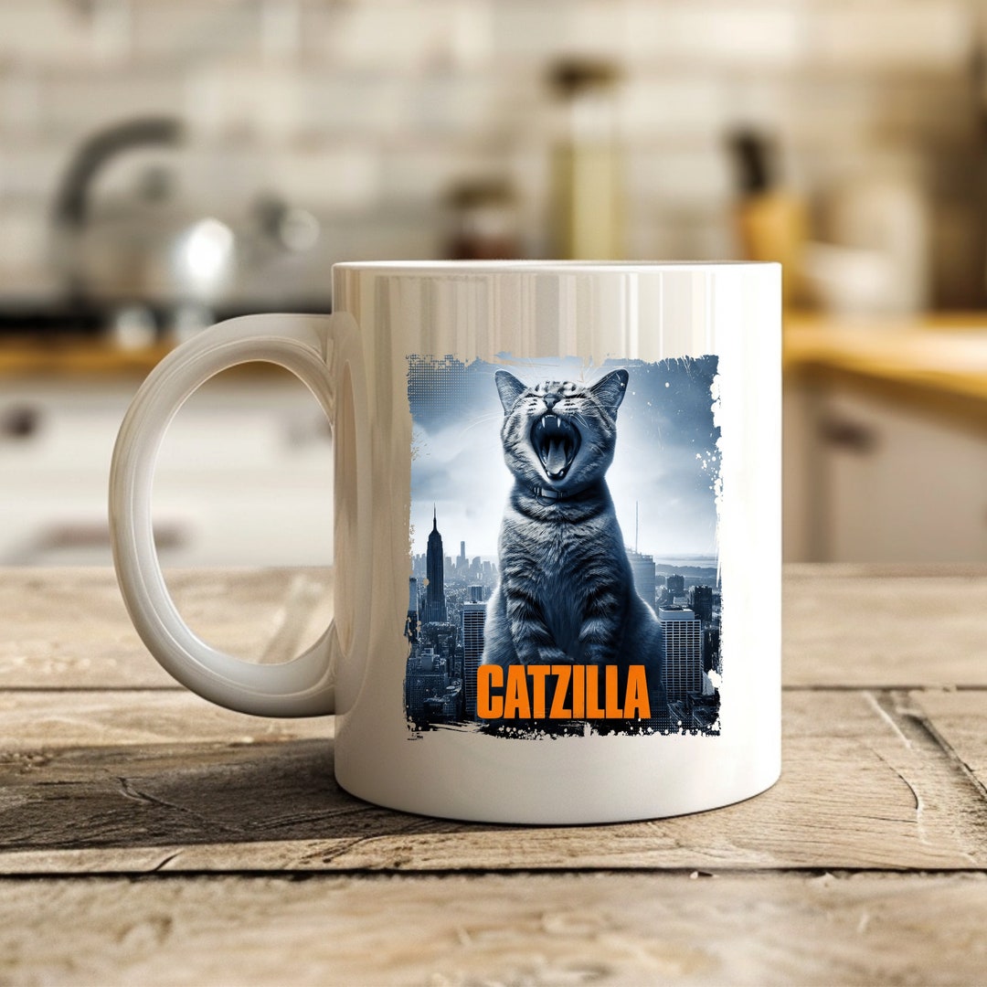 Catzilla Mug, Funny Halloween Catzilla Party Mug, 2024 Halloween Horror ...