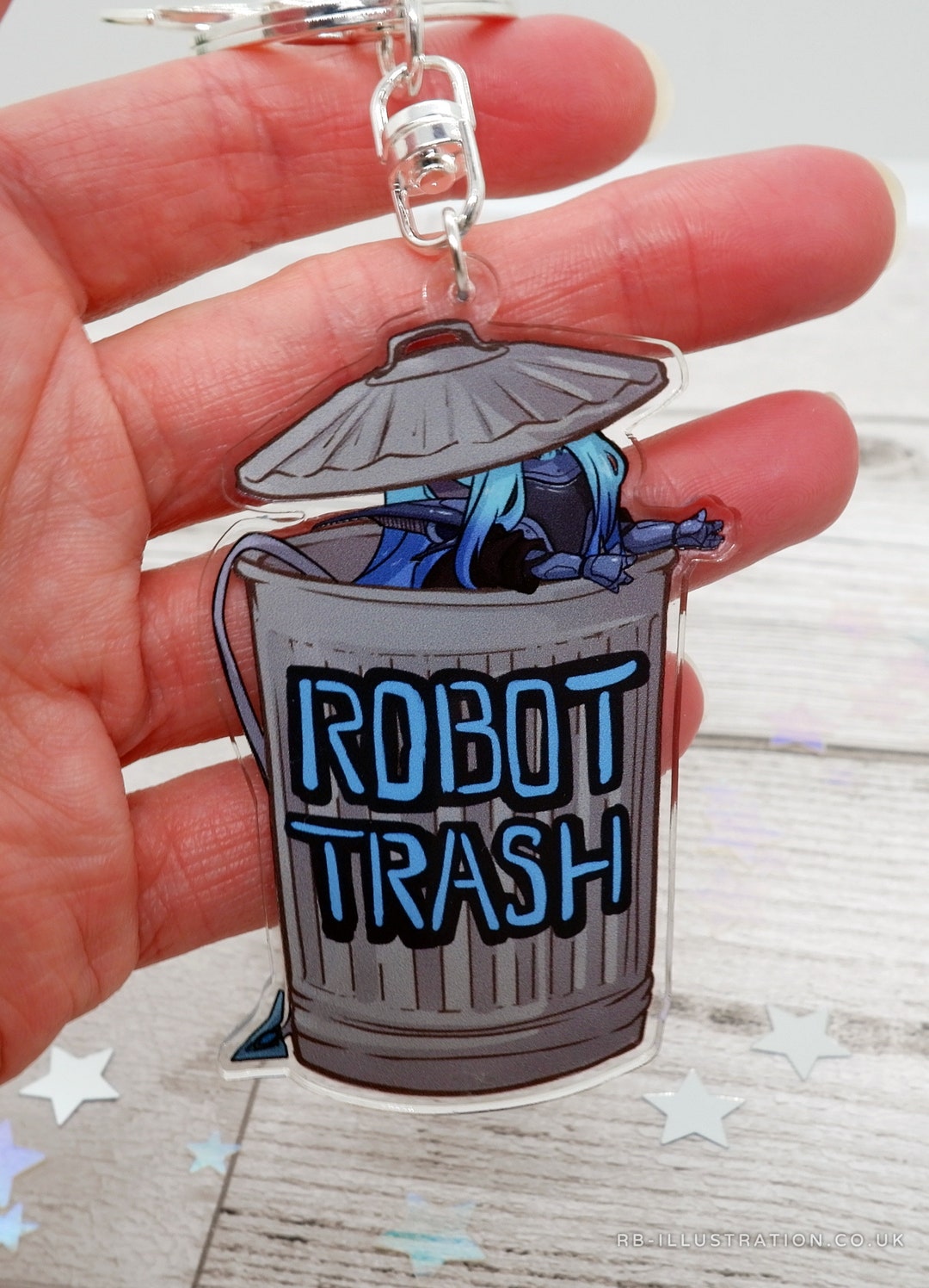 Robot Trash Bin Acrylic Charm, Sci-fi Character Keychain - Etsy