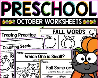 Fall Pre K Worksheet - Etsy