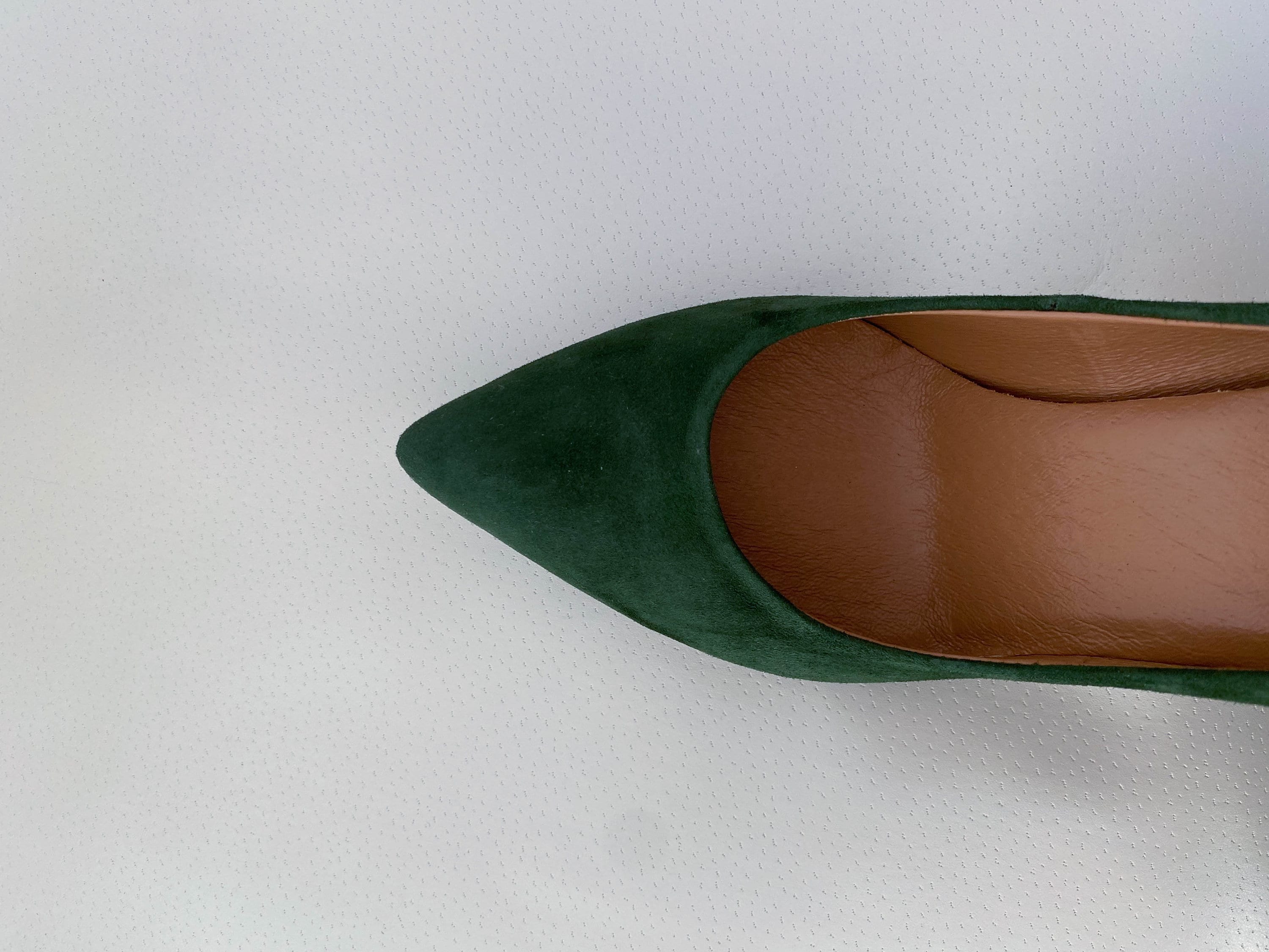 Handmade Forest Green Suede Leather High Heels With Arch Support Women ...