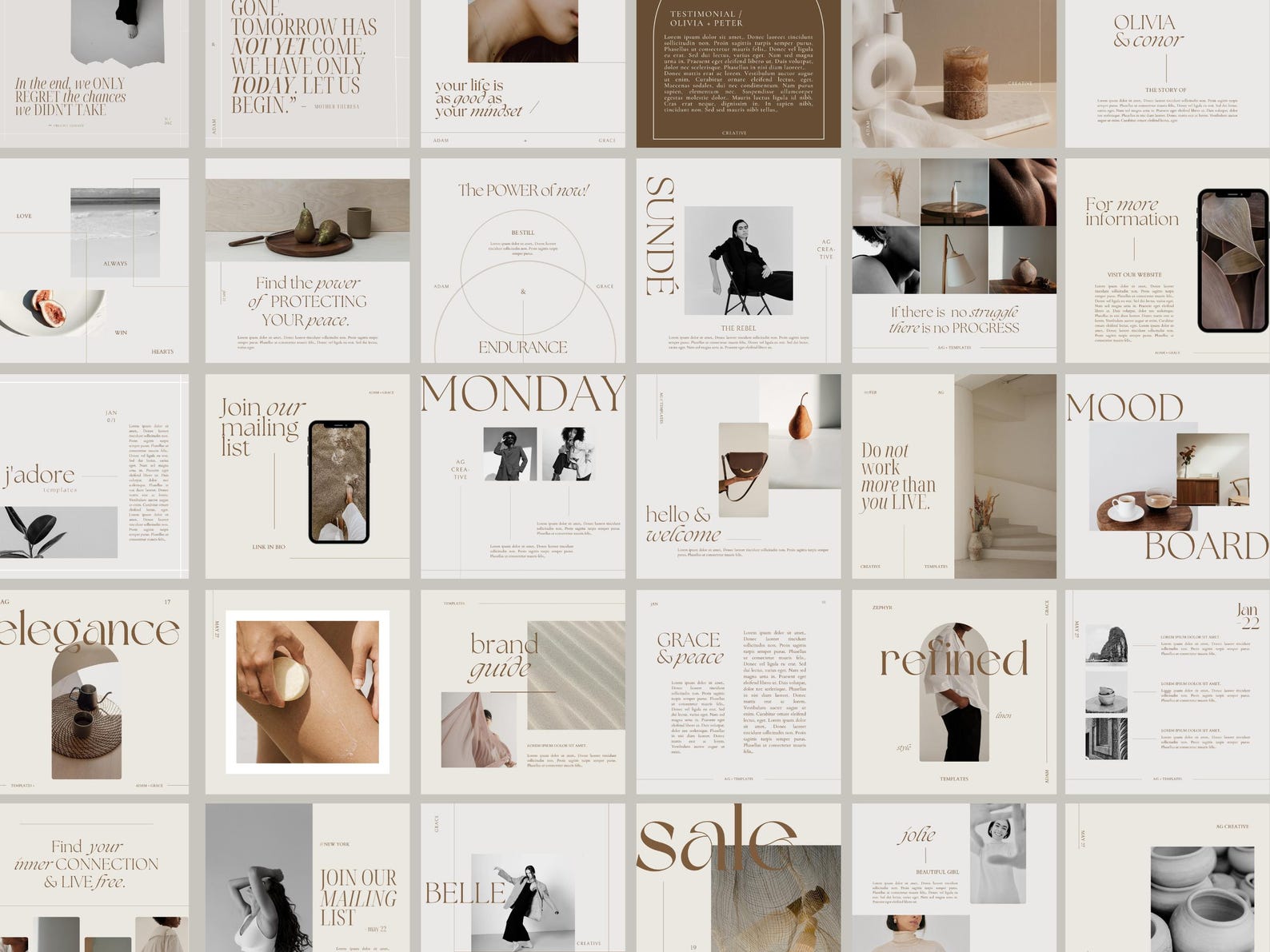 ZEPHYR | Minimalist Instagram Template Set | 30 Aesthetic Social Media ...