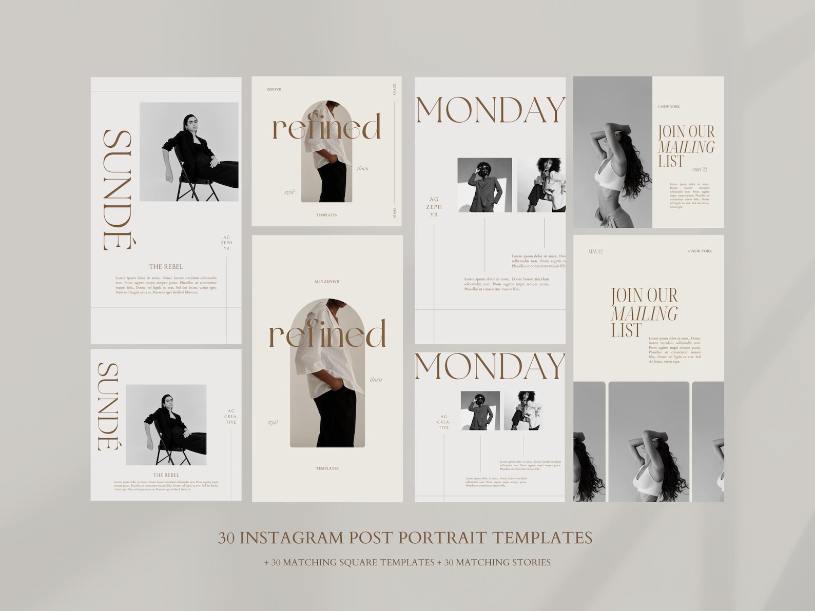 ZEPHYR | Minimalist Instagram Template Set | 30 Aesthetic Social Media ...