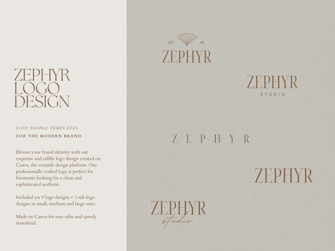 ZEPHYR | Minimalist Logo Templates | Canva Logos | Modern Branding ...