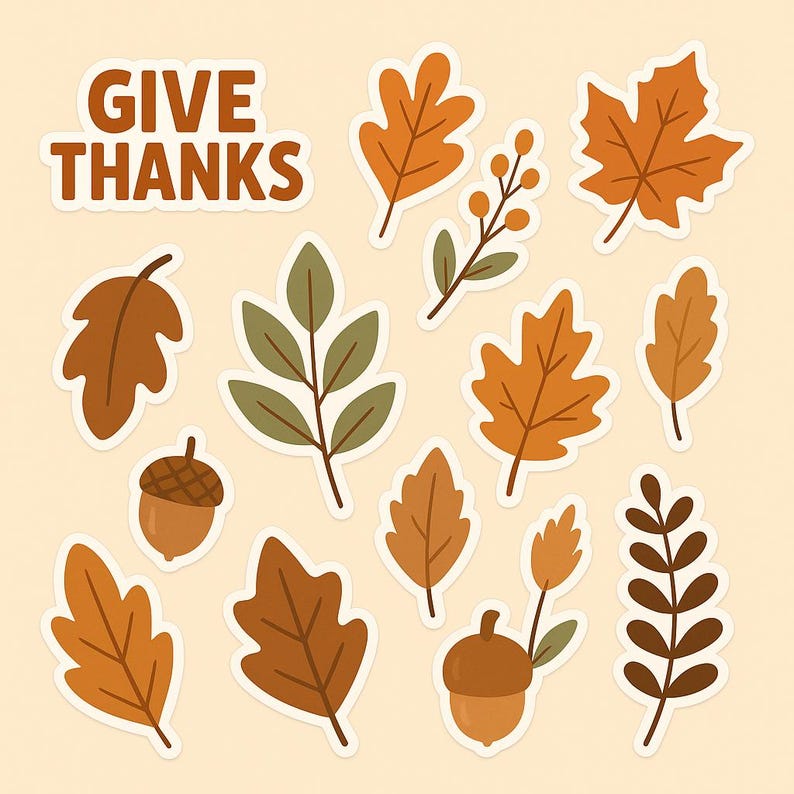 Thanksgiving Digital Unique Stickers PNG — Cozy Fall Planner Stickers ...