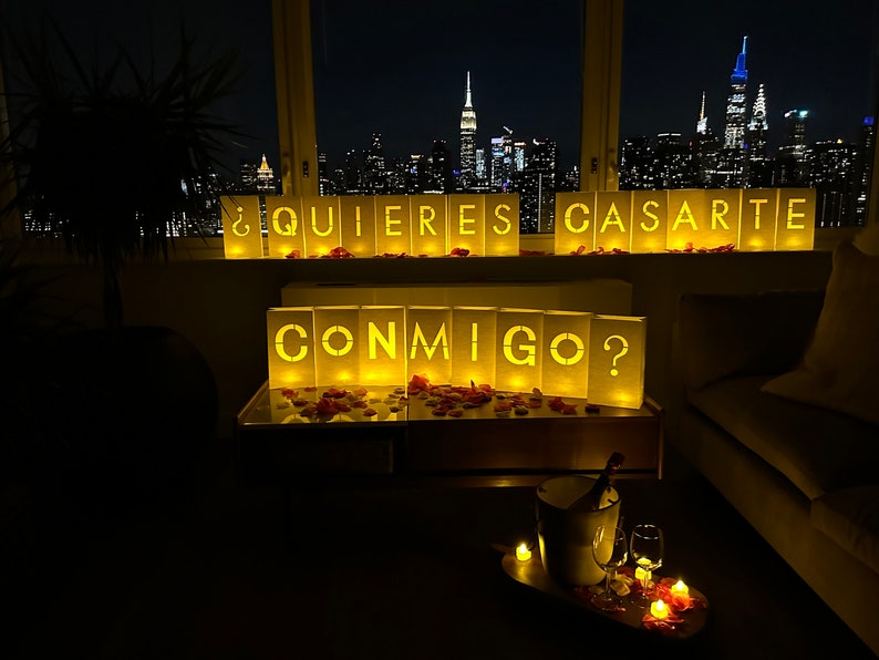 QUIERES CASARTE CONMIGO Luminarias. Will You Marry Me Sign in Spanish ...