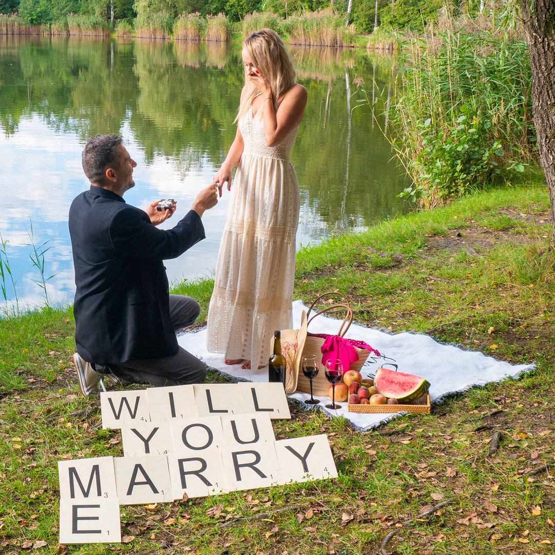 Scrabble Proposal Will You Marry Me Sign. Oversized Wood Tiles for ...