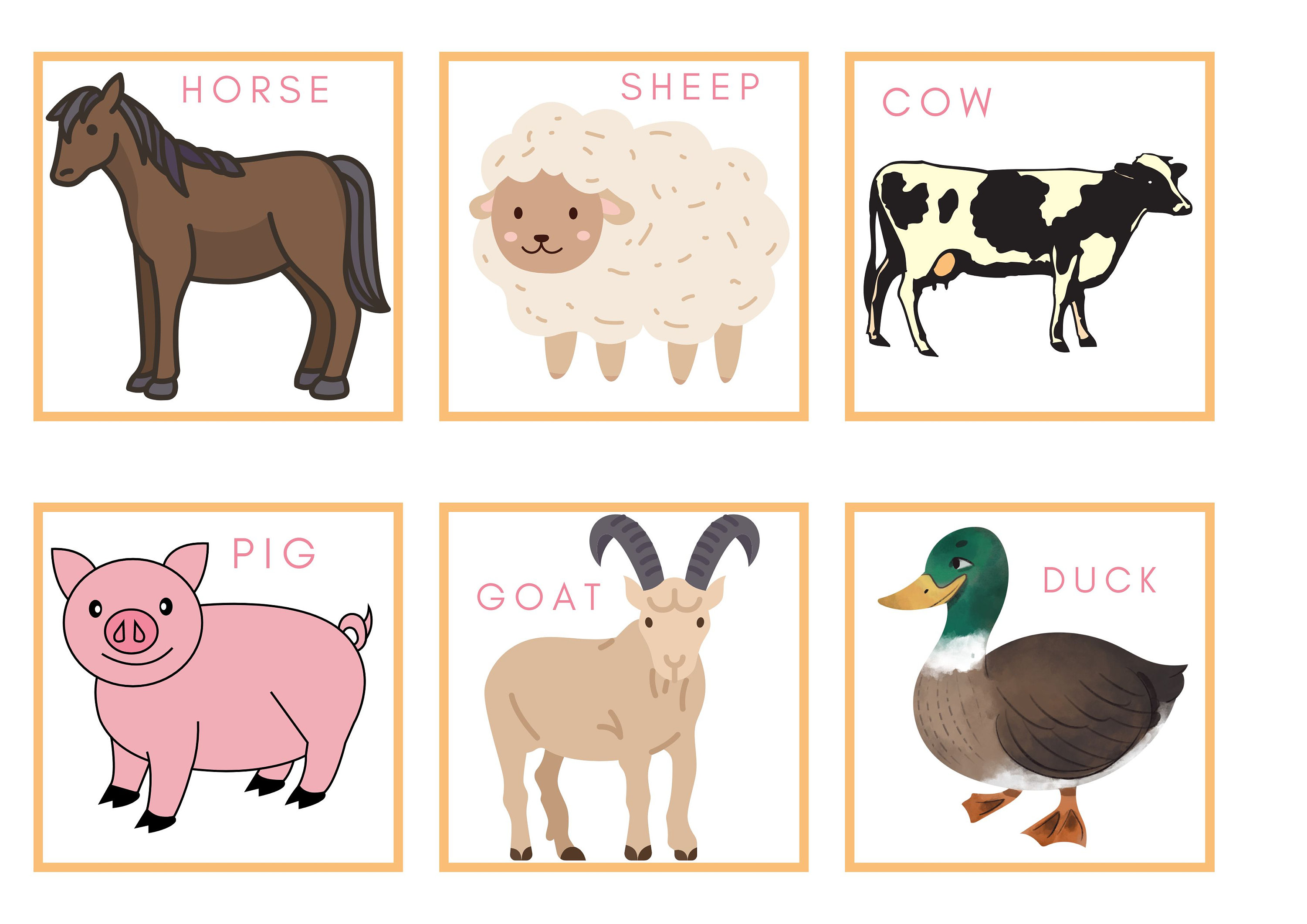Learning Farm Animals PDF Homeschooling Flashcards Toys Printable - Etsy