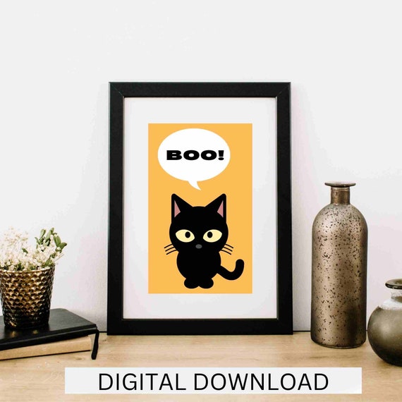 Halloween Cat Printable A4 Poster - Etsy