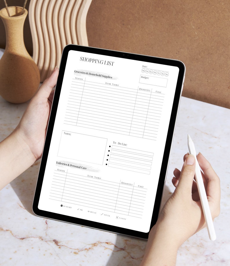 Digital One-page Printable Shopping List, Editable Canva Planner, Two ...