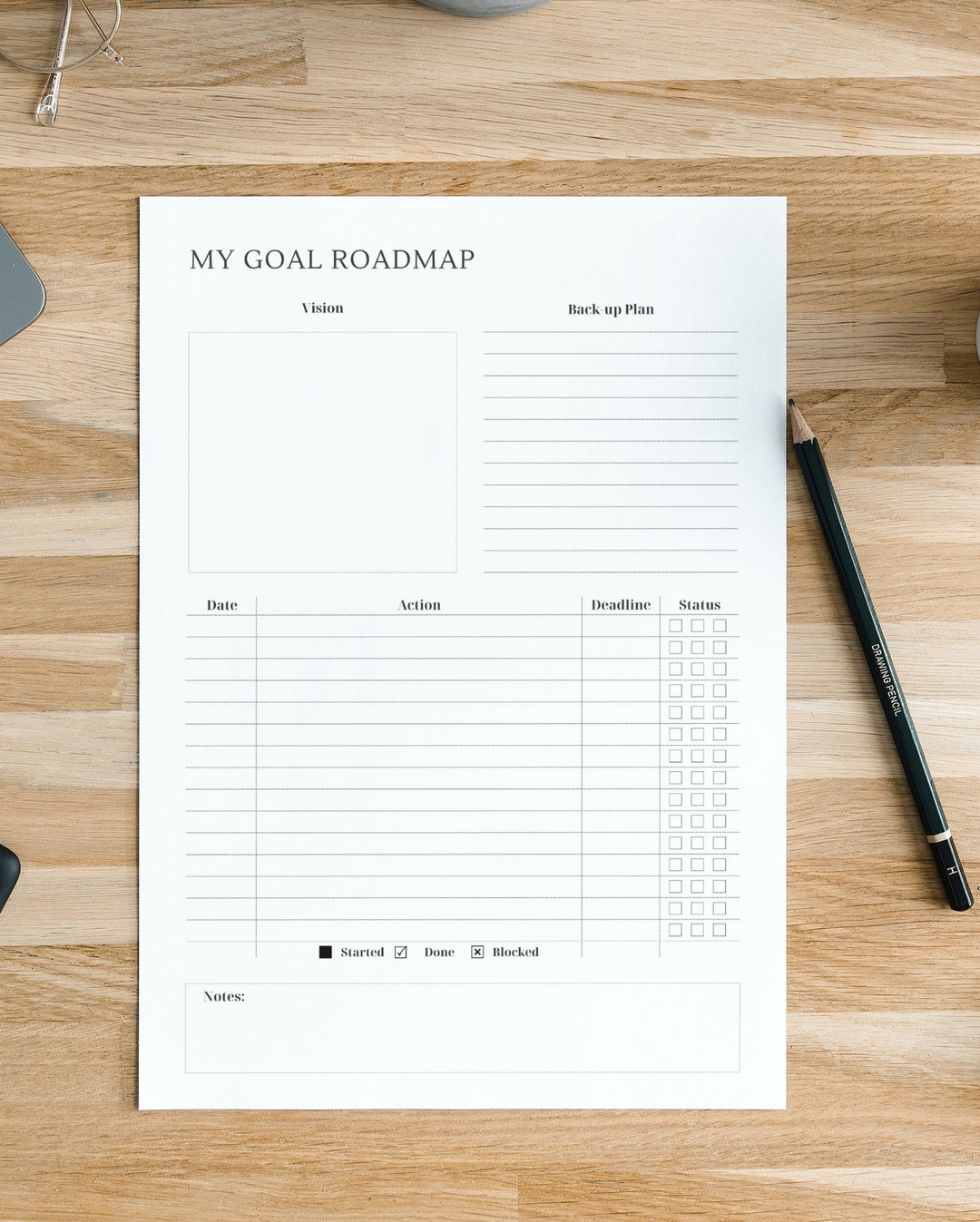 One Page Goal Planner, Printable Digital, Goal Setting, Canva Template ...