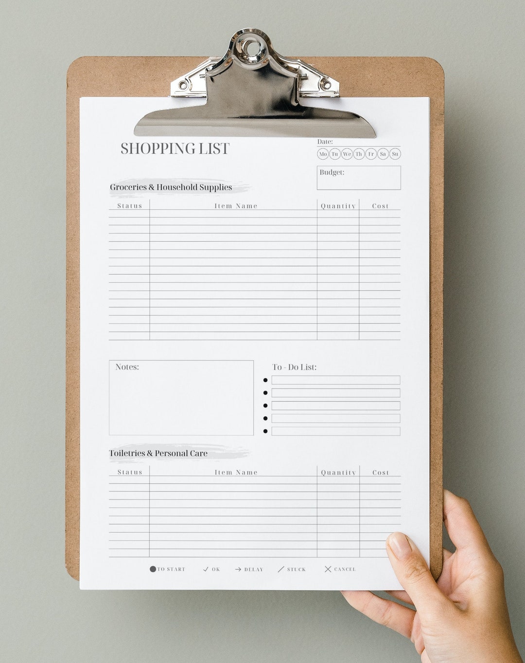Digital One-page Printable Shopping List, Editable Canva Planner, Two ...