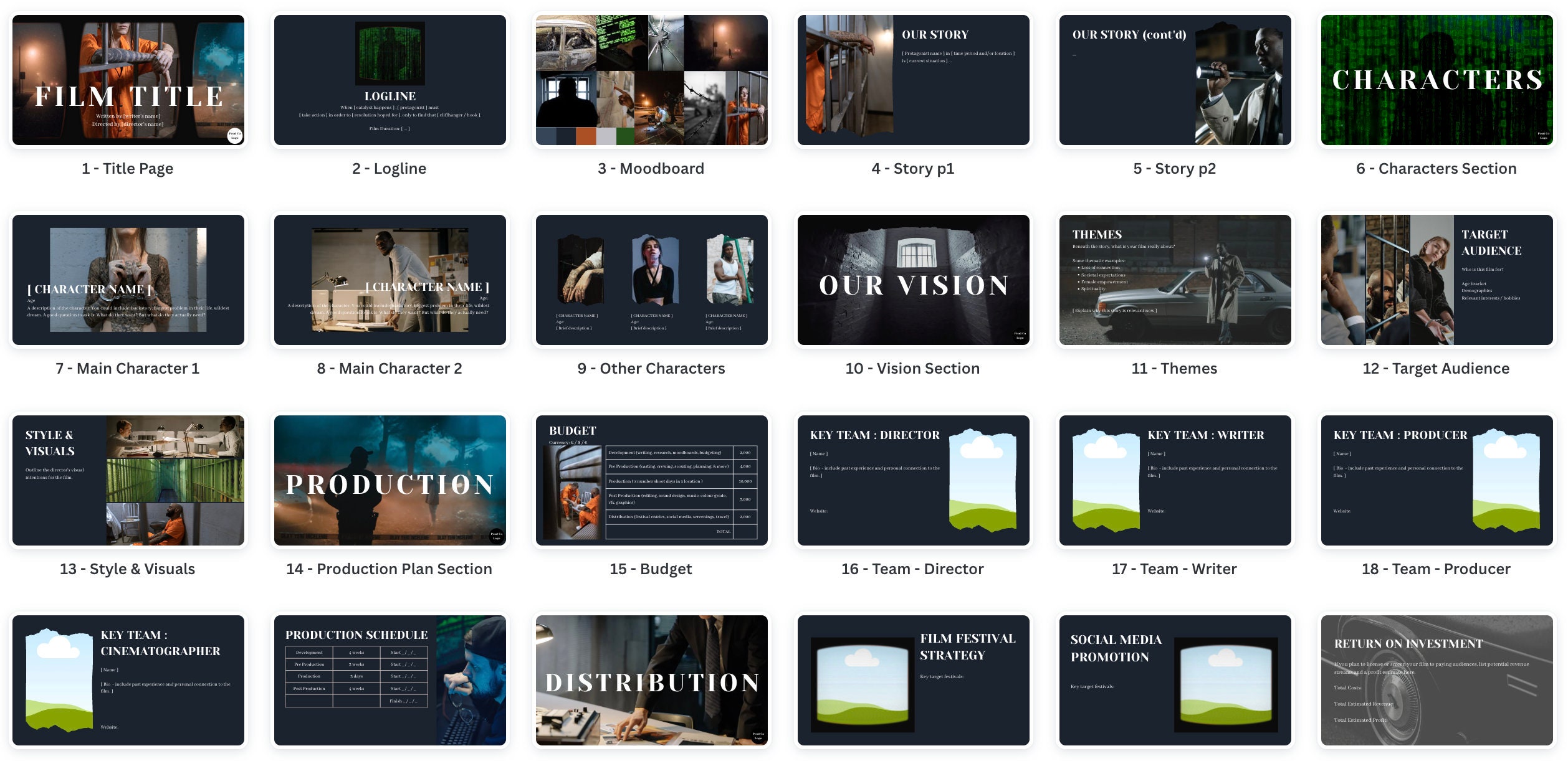 Noir Film Pitch Deck Template - Etsy